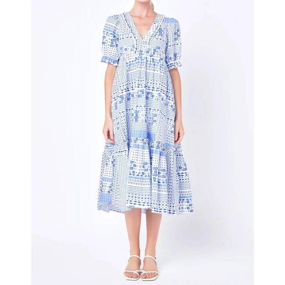 English Factory | Dresses | New English Factory Geometric Midi Dress In ...